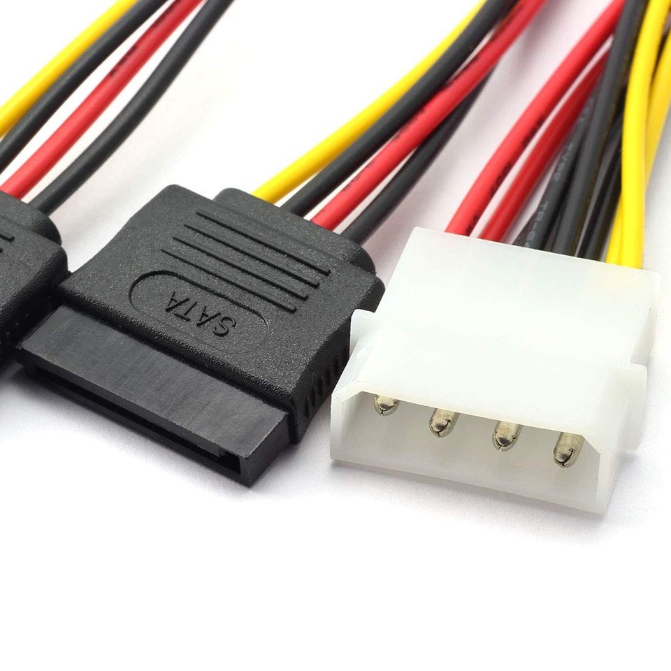 4 Pin Male IDE Molex to 15 Pin Female Dual SATA Power Splitter Adapter ...