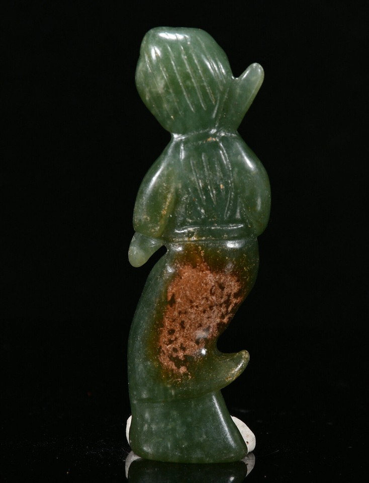 7CM China Hetian Green Jade Carved Human Person Beauty Belle Amulet ...