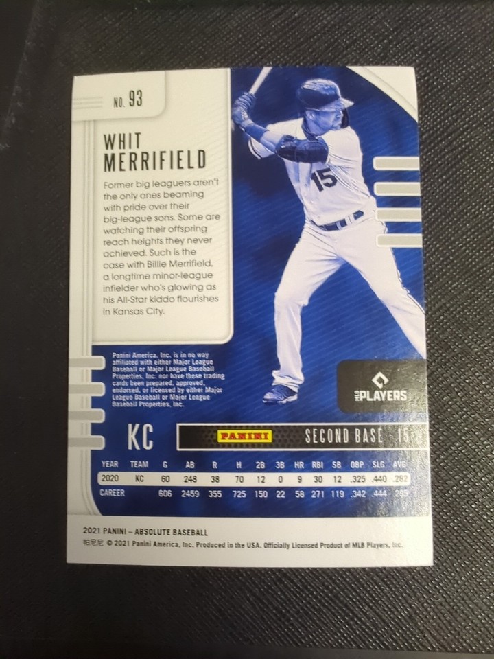 2021 Absolute Kansas City Royals Whit Merrifield 93 MLB BASEBALL CARD ...