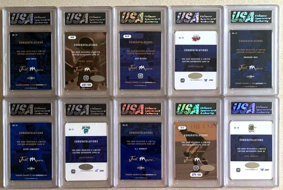 10) GRADED AUTOGRAPH 2000 Baseball Card LOT w/Rafael Furcal, Inge + Die ...