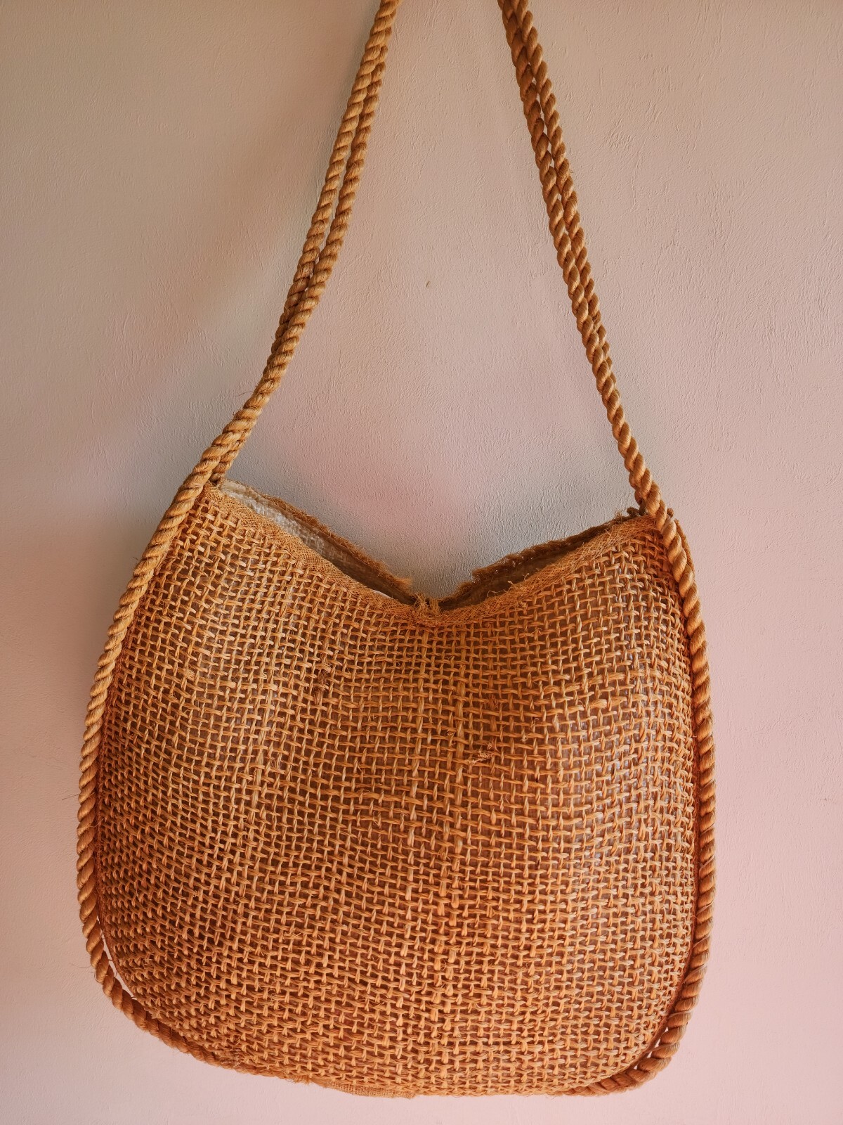 Women's VTG Handcrafted Woven Jute/Straw Lined Floral Shoulderbag/Pruse ...