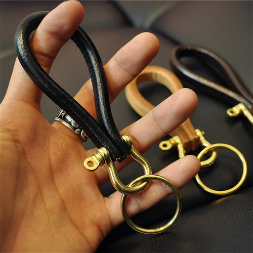 Vintage Cowhide Leather and Brass Loop Key Ring Belt Car Keychain Gifts ...