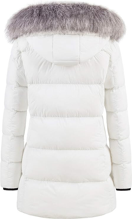 Women's Winter Snow Jacket Long Fur Puffer Coat Large Removable Faux ...