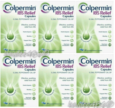 120 Colpermin IBS Relief Peppermint Oil Capsules (6 Packs of 20) Expiry ...