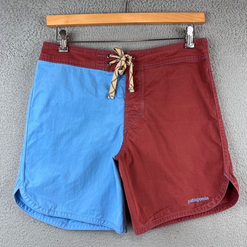 Patagonia Colorblock Board Shorts Men's Size 32 Red Blue Drawstring ...