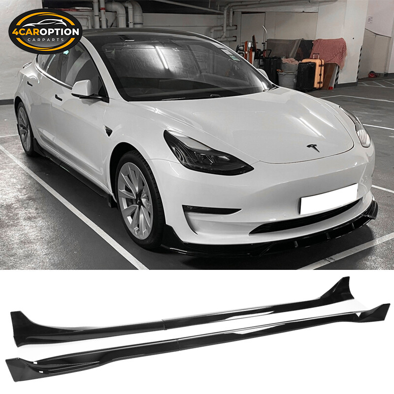 Fits 17-25 Tesla Model 3 Side Skirt Rocker Panel Extension Lip Gloss ...