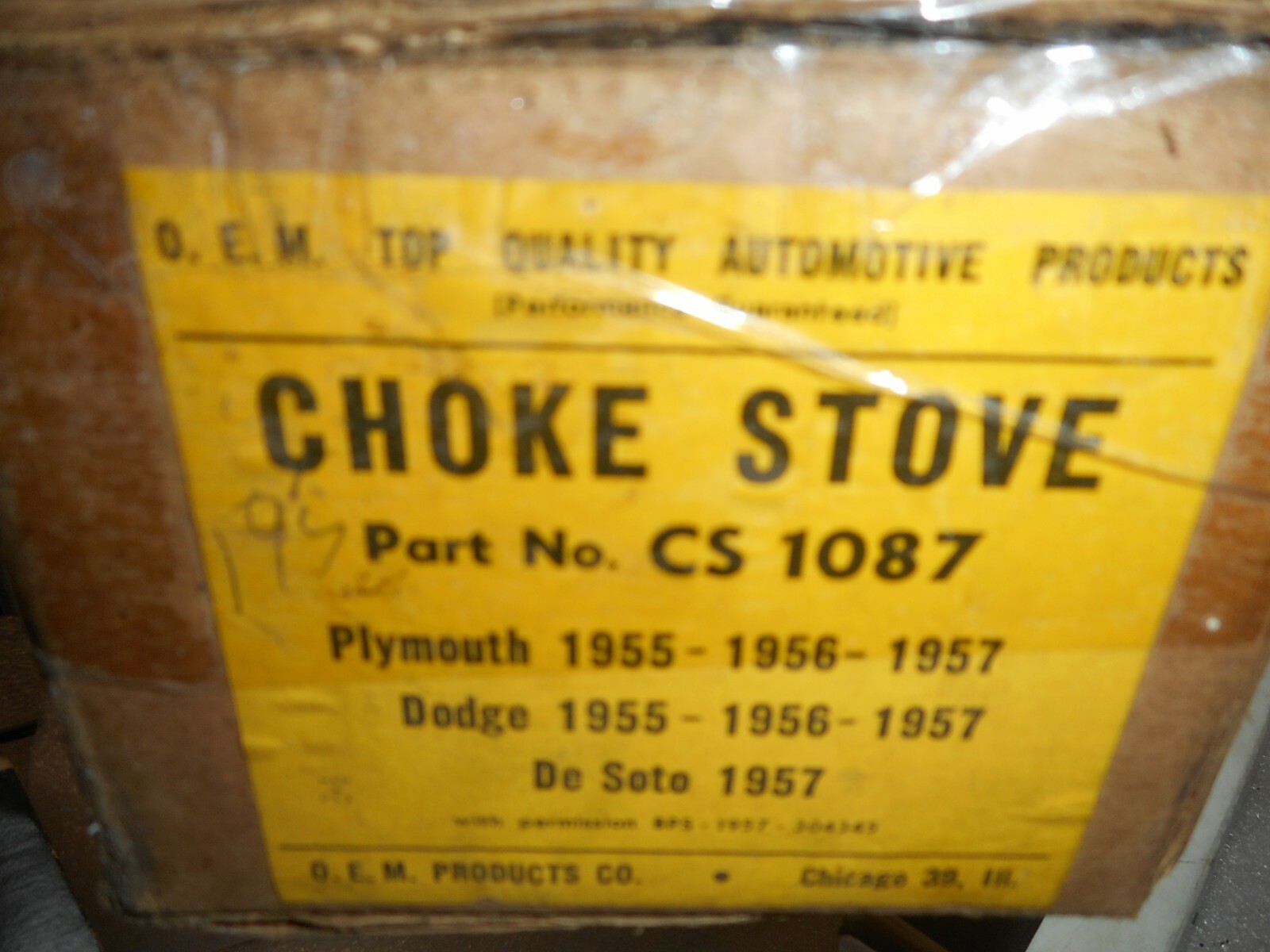 1955 1957 PLYMOUTH DODGE DESOTO CHOKE STOVE NOS CS 1087 | eBay