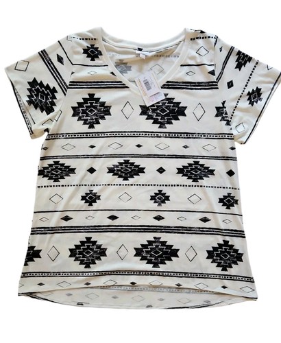 Lularoe Aztec 3XL Christy V Neck T Black White Tribal Southwest 3X NEW ...