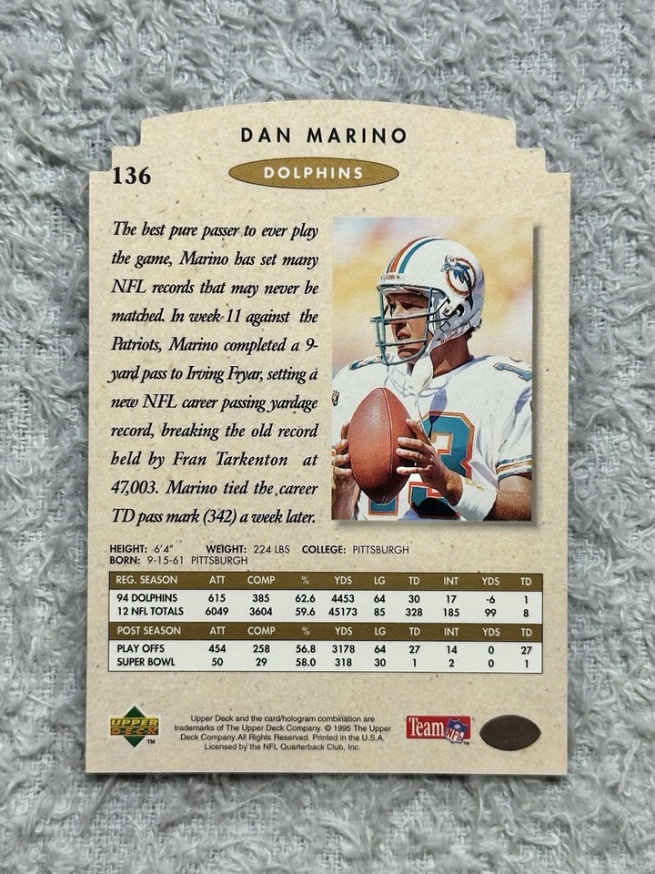 1995 SP Championship Series - Dan Marino #136 Die-Cut | eBay UK