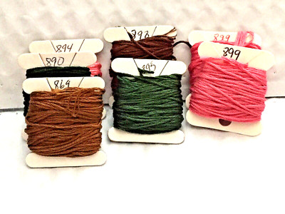 Lot of 7 DMC Cross Stitch Floss Carded-# 869, 890, 894, 895, 898, 899x2 ...