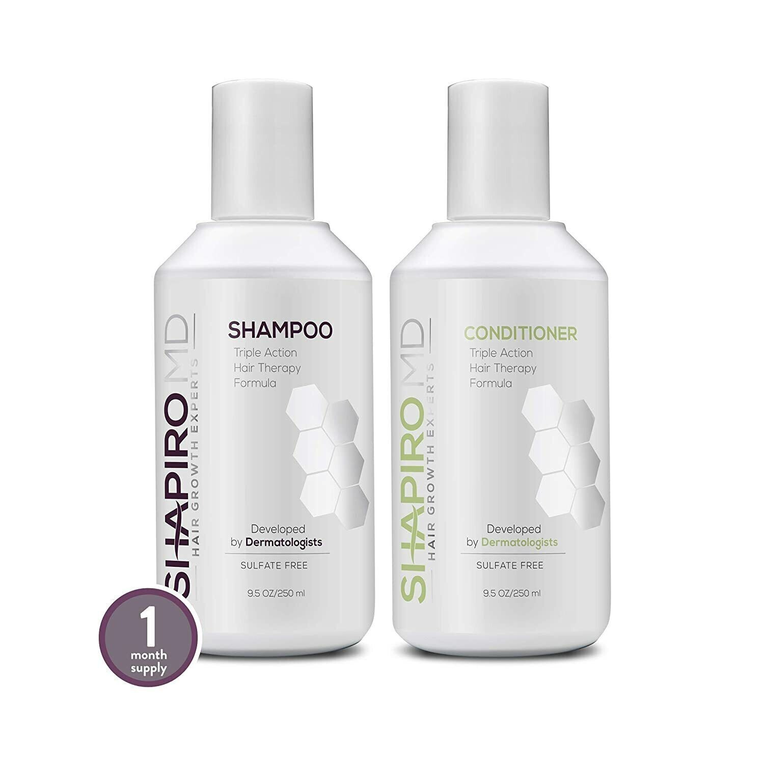 Shapiro MD Hair Loss Shampoo and Conditioner 1-Month Supply (9.5 oz ...