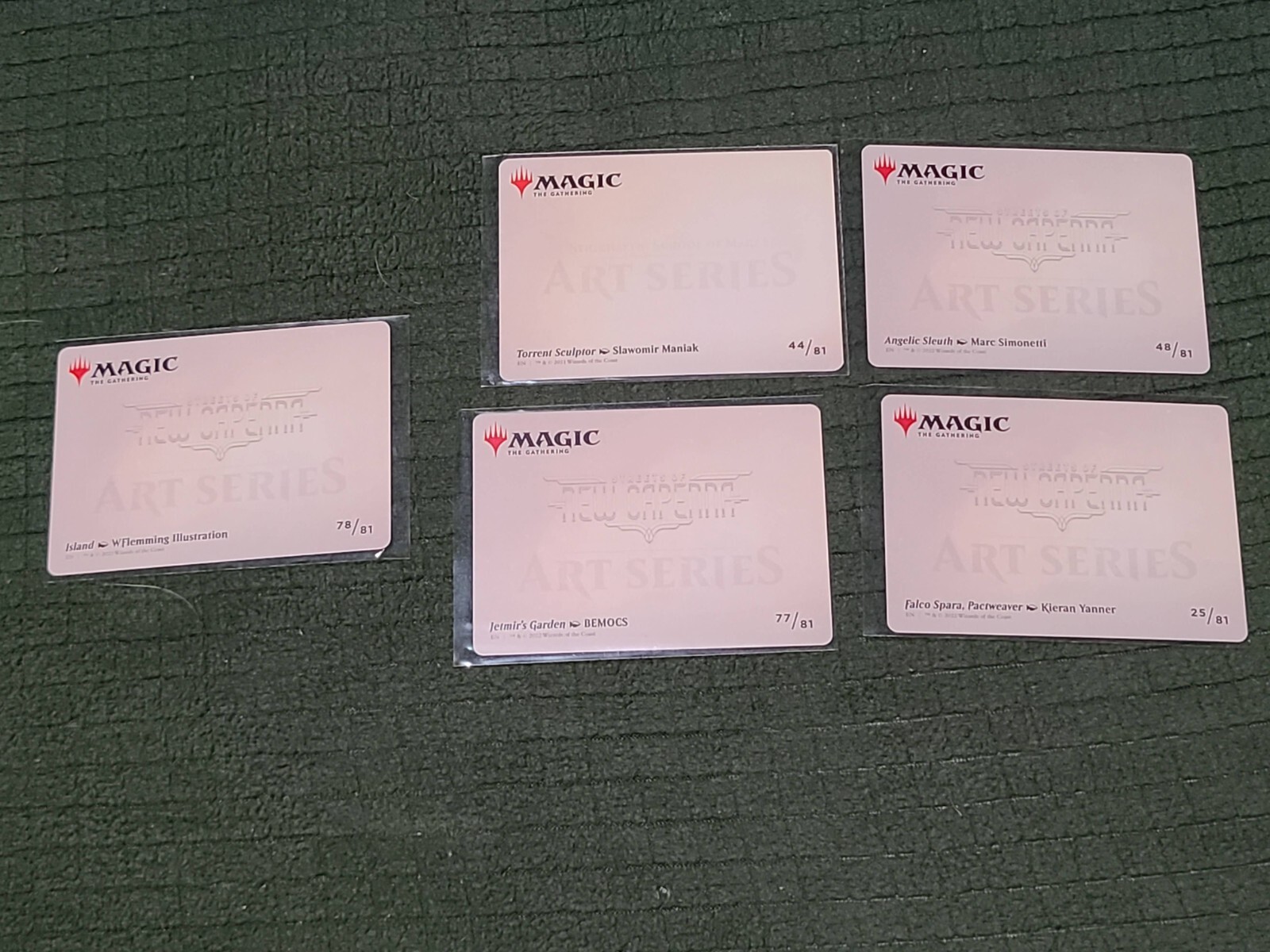 MTG Art Series x5 Angelic Sleuth,Falco Spara Pactweaver,Jetmir's garden ...