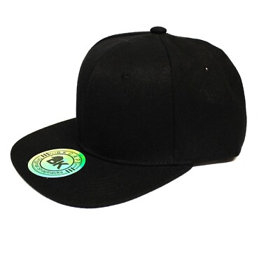 BK Caps Fitted Flat Bill Black Snapback Baseball Ball Cap Blank | eBay
