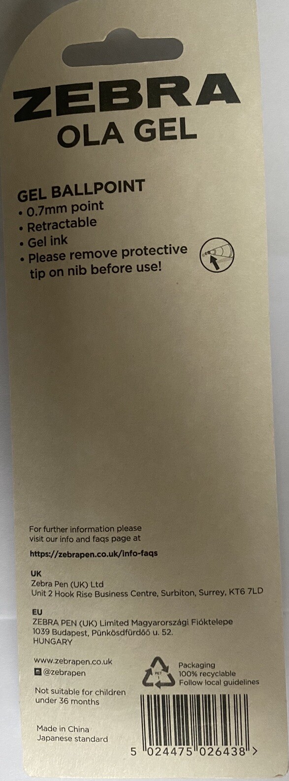 2 x Zebra Ola Gel Pens Black and White Design Gel Ink NEW Boxed | eBay UK