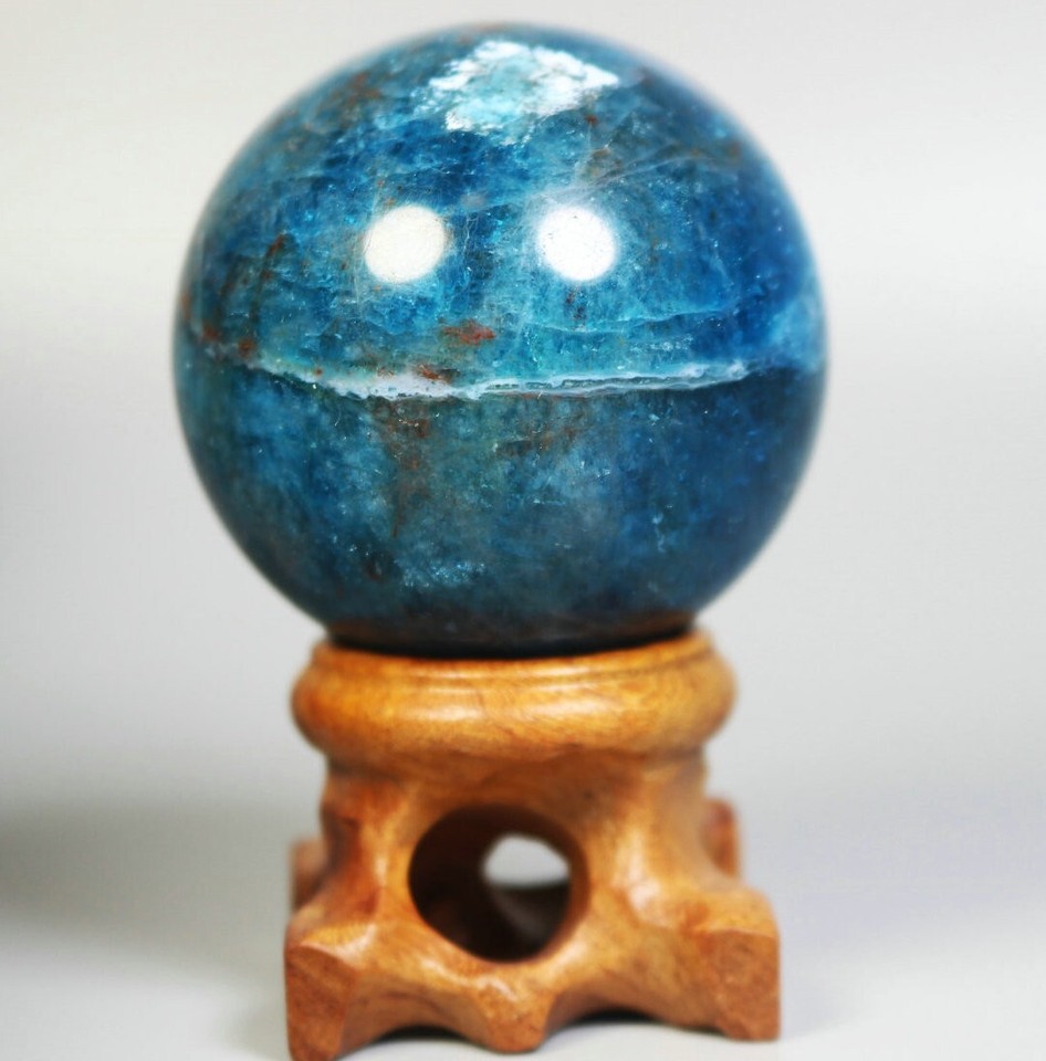 Natural Blue Apatite Stone Quartz Crystal Sphere Ball Mineral Specimen ...