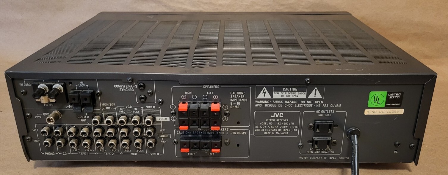 JVC RX-507V Vintage 2 Channel Dolby Receiver W/ Equalizer + Phono Input ...