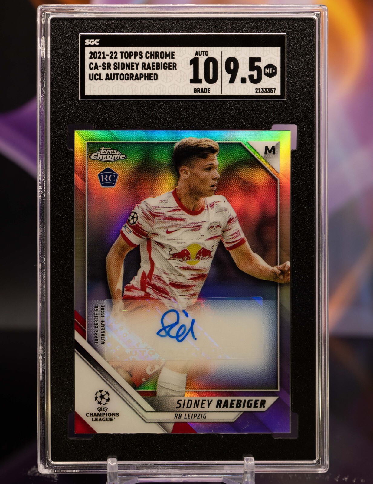 2021-22 Topps Chrome UCL Sidney Raebiger Auto Ref RC Mint Leipzig SGC ...