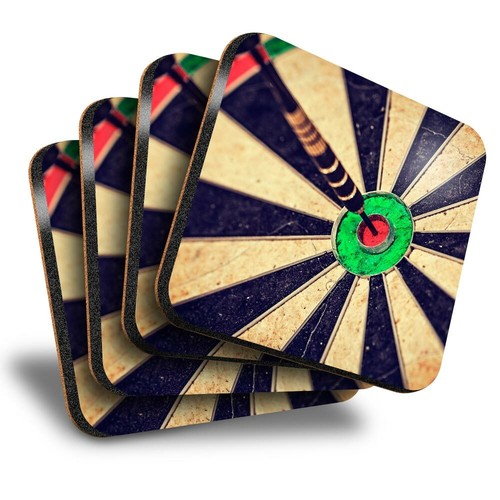 Set of 4 Square Coasters - Dart Board Bullseye Sports Darts #14156 ...