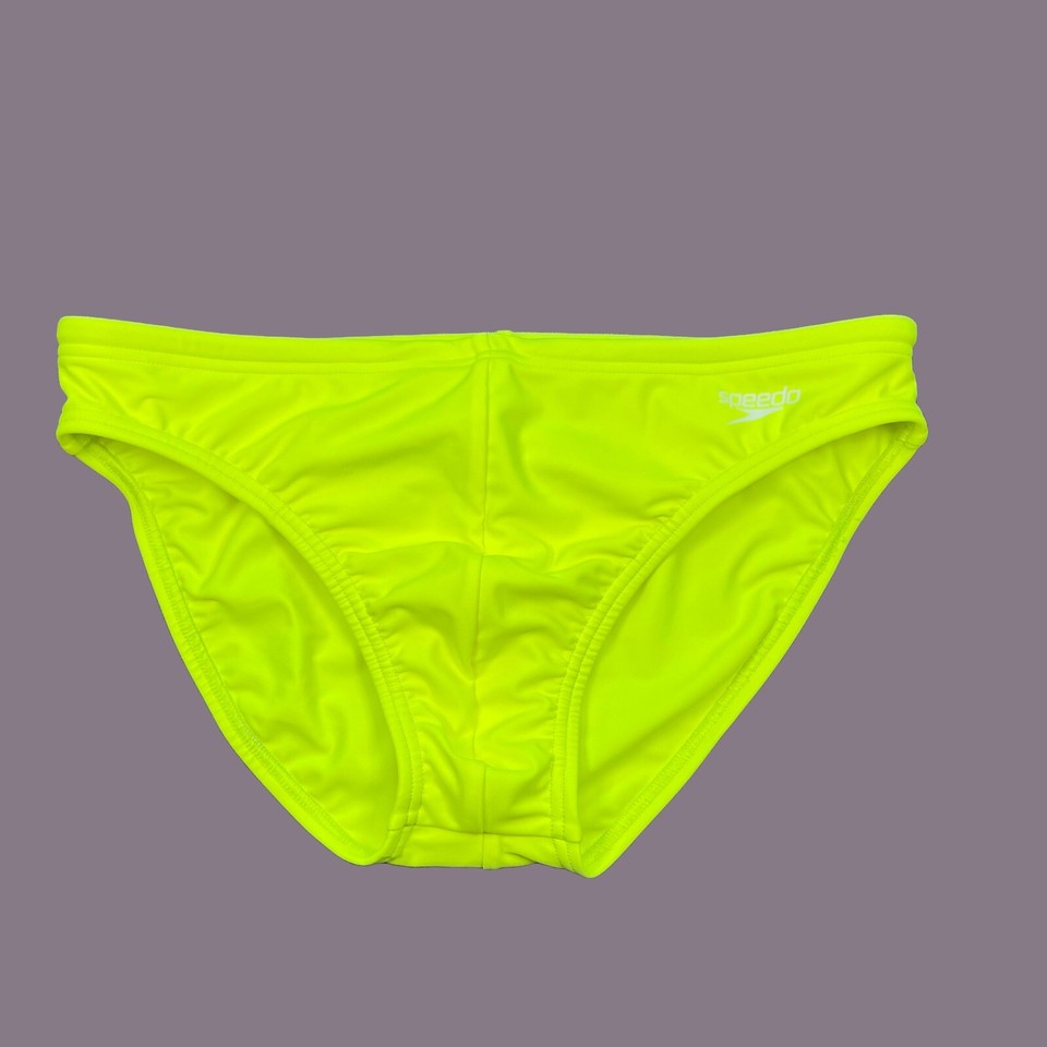 Speedo Men neon yellow Solar swim brief bikini Swimwear bathing suit ...