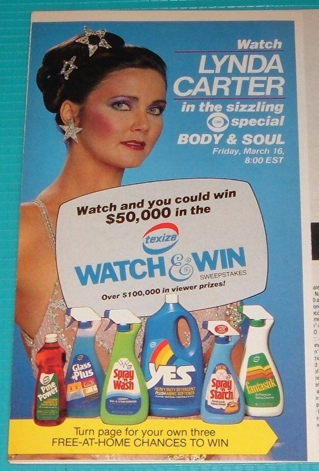 1984 TV AD LYNDA CARTER SPECIAL BODY & SOUL Wonder Woman Texize Brand ...