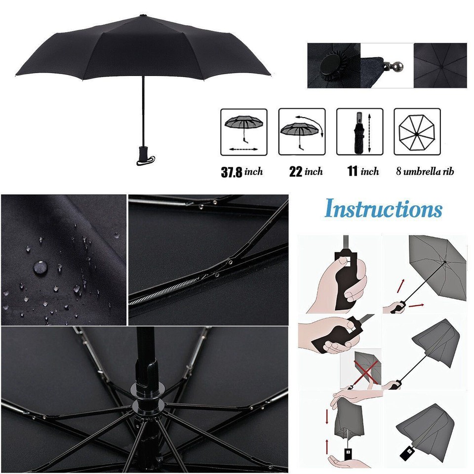 Automatic Umbrella Anti-UV Sun/Rain Windproof 3 Folding Compact ...