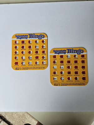 Interstate Highway Bingo Cards 2 Different Cards Regal Games Auto USA ...