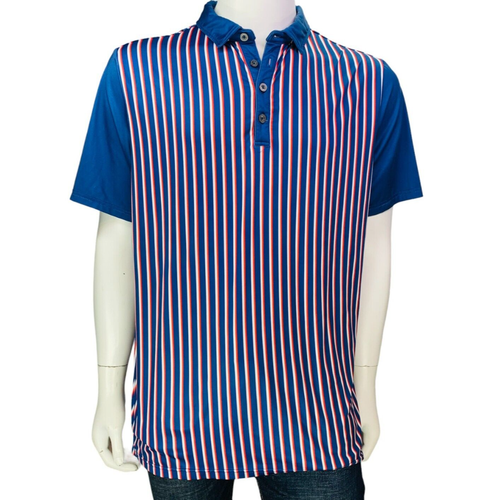 Anderson Ord Men Performance Golf Polo Shirt Blue Red Stripe Stretch ...