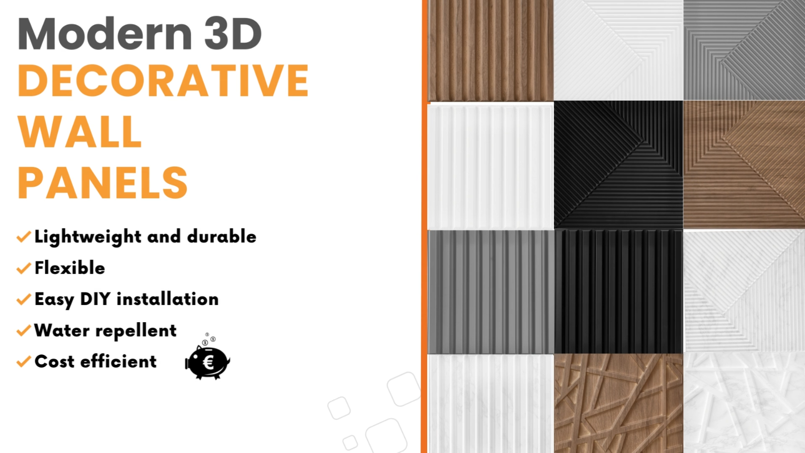 3D Wall Panels | DIY Interior & 3D Decorative Square Grid Lattice 50x50 ...