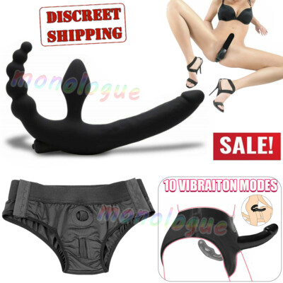 Vibrating Strapless Strap On Double Ended G-spot Anal Dildo /Briefs O-Ring Pants | eBay