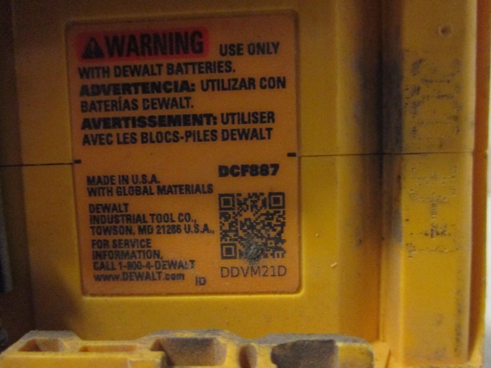 Dewalt DCF887 1/4" 20v Brushless Impact Driver FOR PARTS/REPAIRS ONLY ...