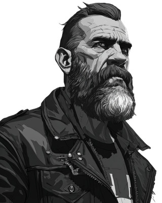 Gruff Biker Mugshot Vinyl Car Decal Sticker – Waterproof & UV-Resistant ...