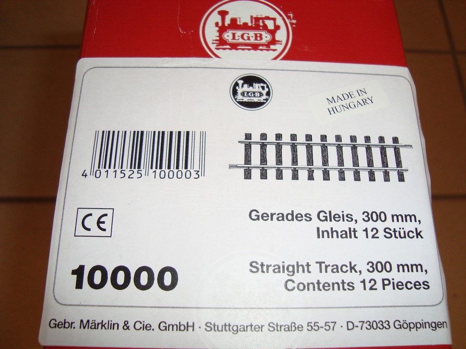 LGB 1000 10000 BRASS 1 FOOT STRAIGHT TRACK CASE 12 PIECES NEW IN BOX ...