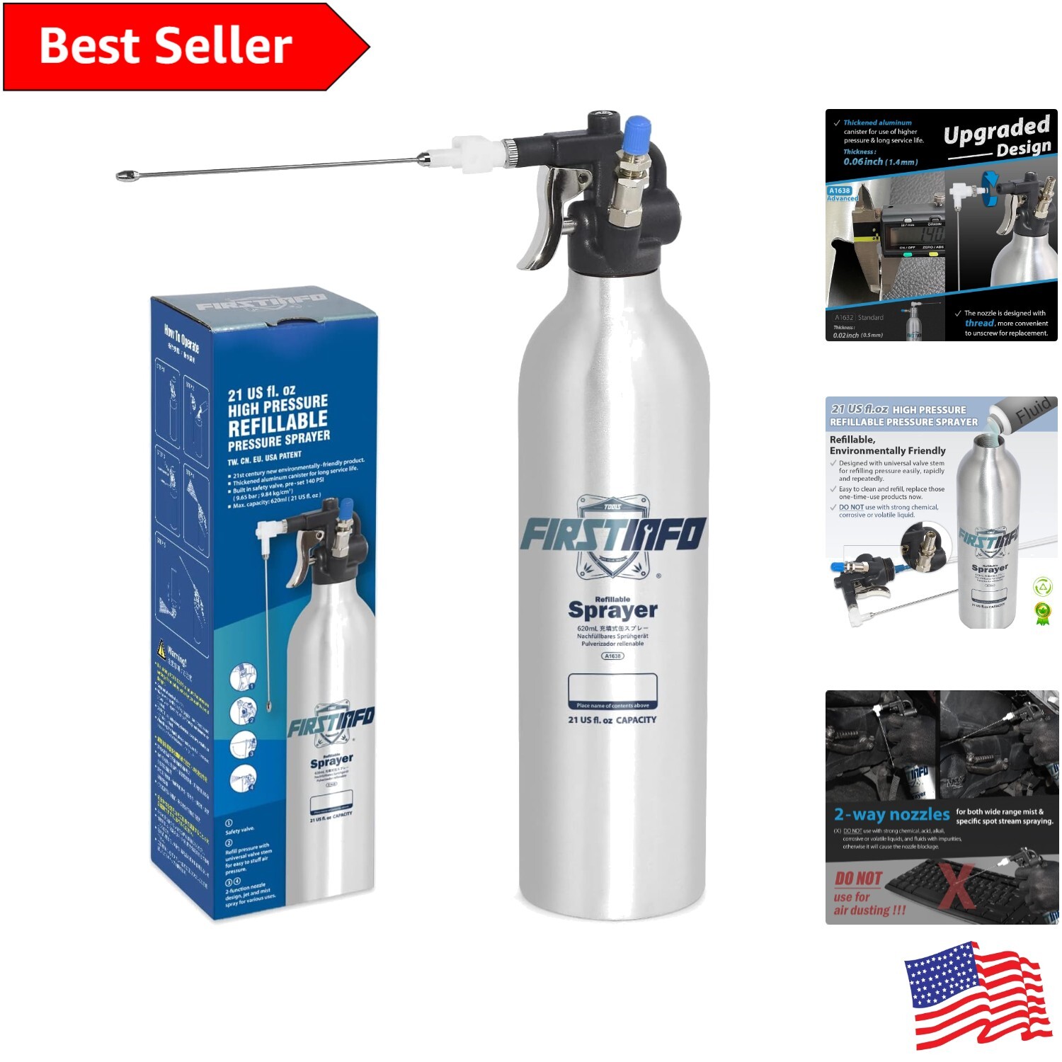 Patented High-Pressure Refillable Aerosol Spray Can - Genuine Quality ...