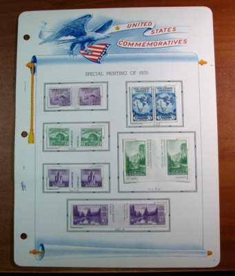 US Stamp Album Page Scott# 752,753 and etc. Vert. gutter 1935 MH H311 ...