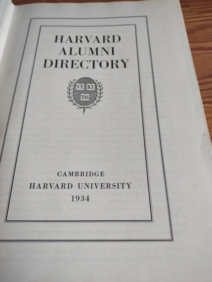 Harvard University Alumni Directory 1934 Vintage Antique Rare | eBay