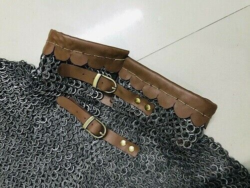 Medieval Mild Steel Chainmail Collar 9mm Flat Riveted Ring Armor SCA ...