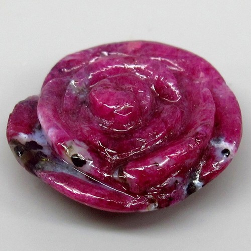 16.05ct.LOVE GIVING COLLECTION Rose Carving Unheated Red with Green ...