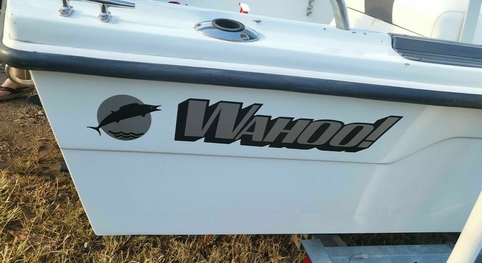 4 Wahoo! Boat Decals TWO 24x4.5 & TWO 10 x2.5 real Marine Vinyl | eBay