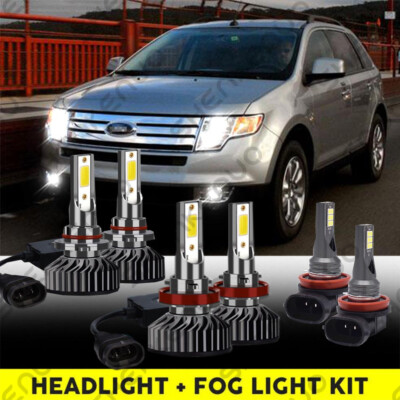 For Ford Edge 2007-2010 - Front LED Headlight + Fog Light 6000K White ...
