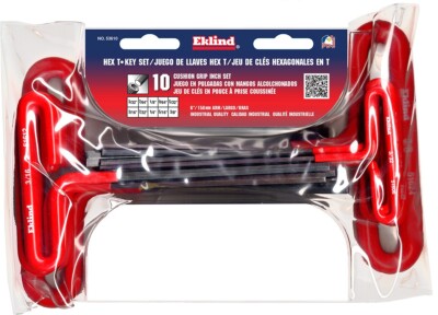 Eklind SAE Hex T Handle Wrench Set 10pc 3/32"-3/8 INCH 53610 Loop T ...