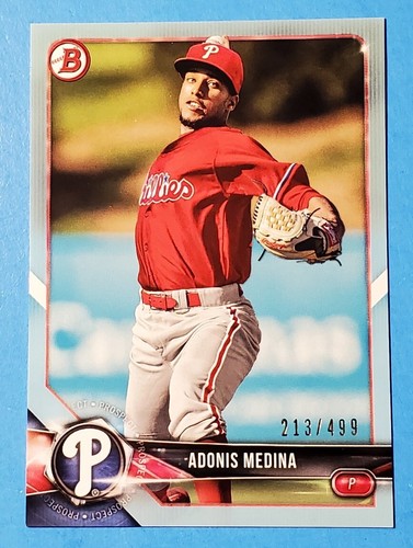 Adonis Medina RC 2018 Bowman Prostpect Sky Blue Parallel /499 Card # ...