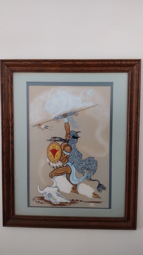 Original Watercolor By Joe Rector "BUFFALO DANCER" 1986 Native American ...