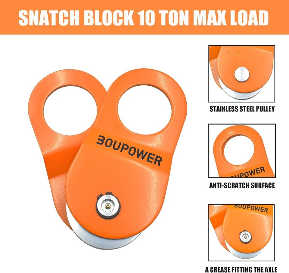 10 Ton Off Road Winch Recovery Kit Snatch Block Pulley W/ 3"x8' Tree ...