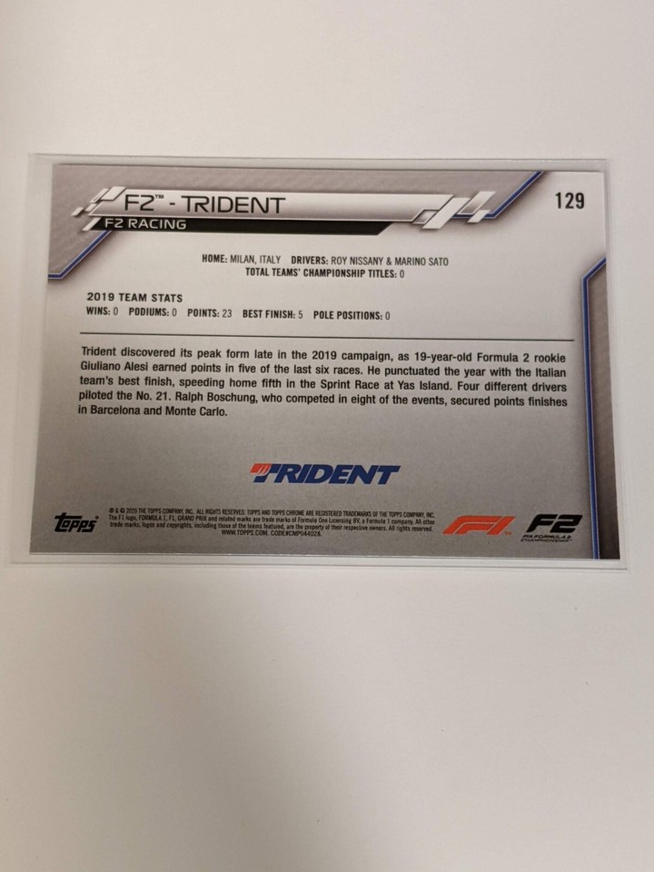 2020 Topps Chrome Formula 1 Racing F2 Trident Team Logo Card #129 | eBay