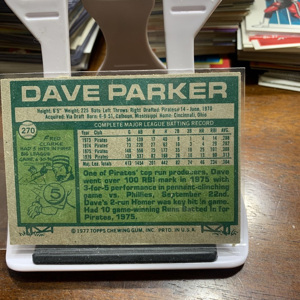 1977 Topps Baseball Dave Parker #270 Pittsburgh Pirates NM | eBay