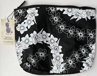 Hawaii Loa Med Pouch Black & White Floral Water Resistant Travel, Light ...