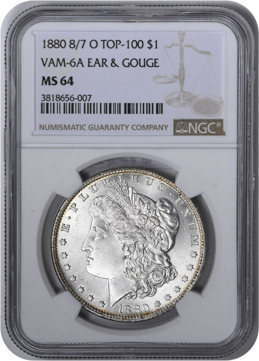 1880-O VAM 6A Morgan Silver Dollar 8/7 Ear MS64 NGC | eBay