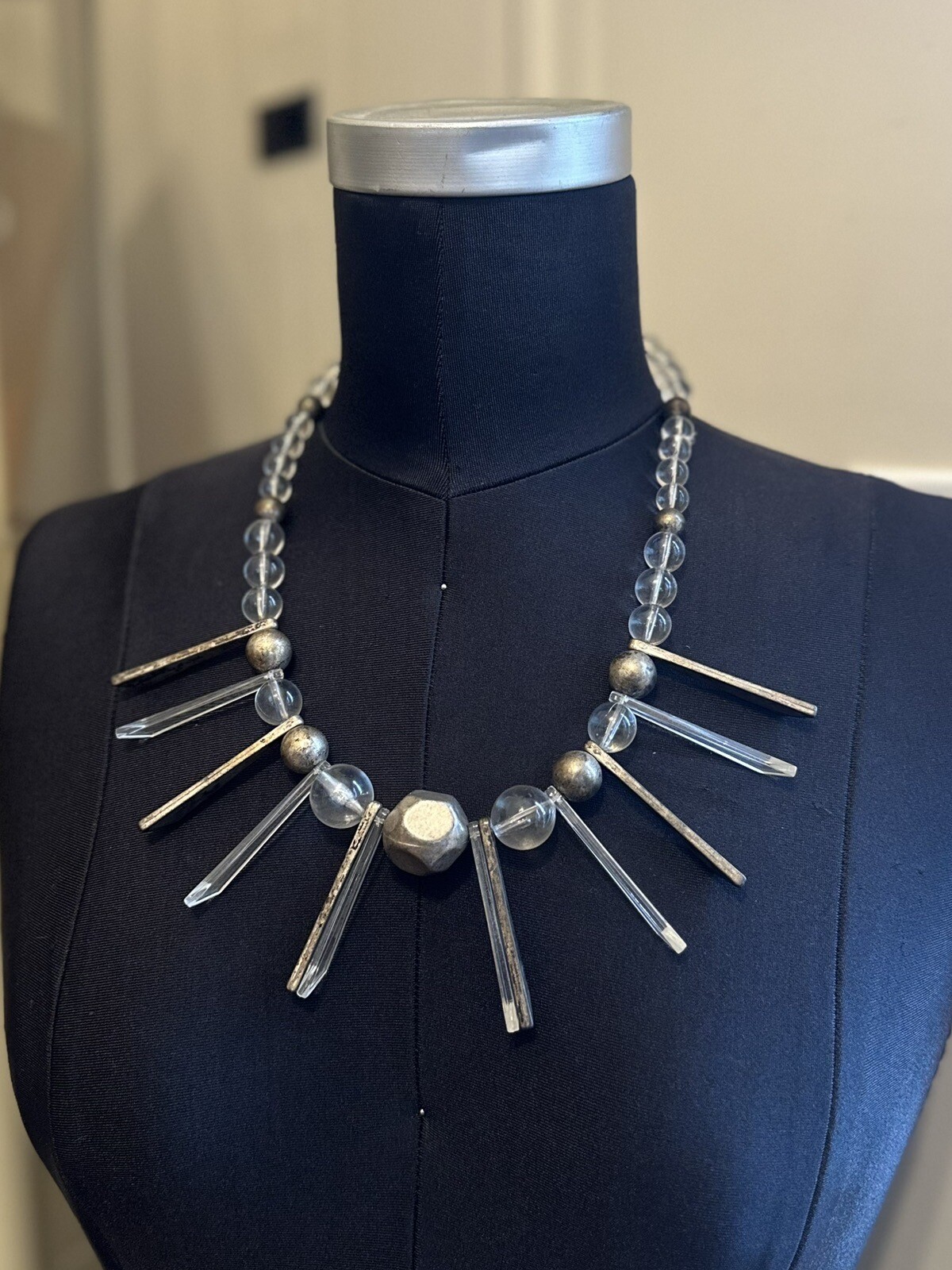 Rare 1950s Geometric Daggers & Clear Lucite Silver To… - Gem