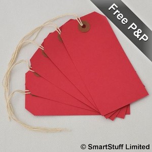 Red Strung Tie On Tags / String Luggage Labels Wedding Craft Gifts 120 ...