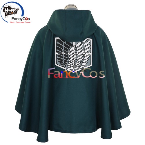 Attack on Titan Survey Corps Black Cape Robes Cloak Eren Jaeger Cosplay ...